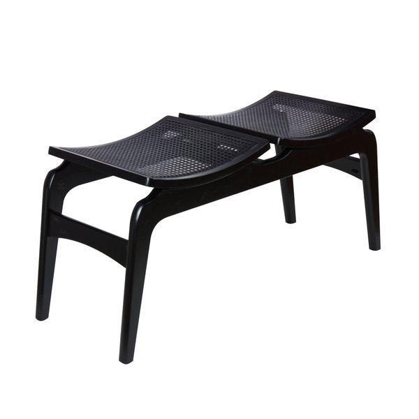 Banco Ricco 2 Lugares Madeira com Assento em Palhinha Preto - Elitto Design