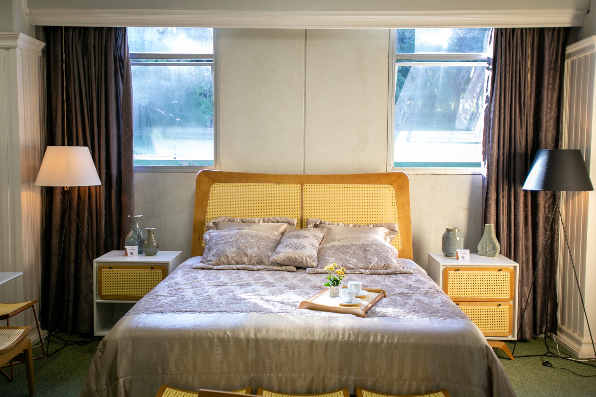 Cabeceira de Cama Ricco King Madeira com Palhinha - Amêndoa