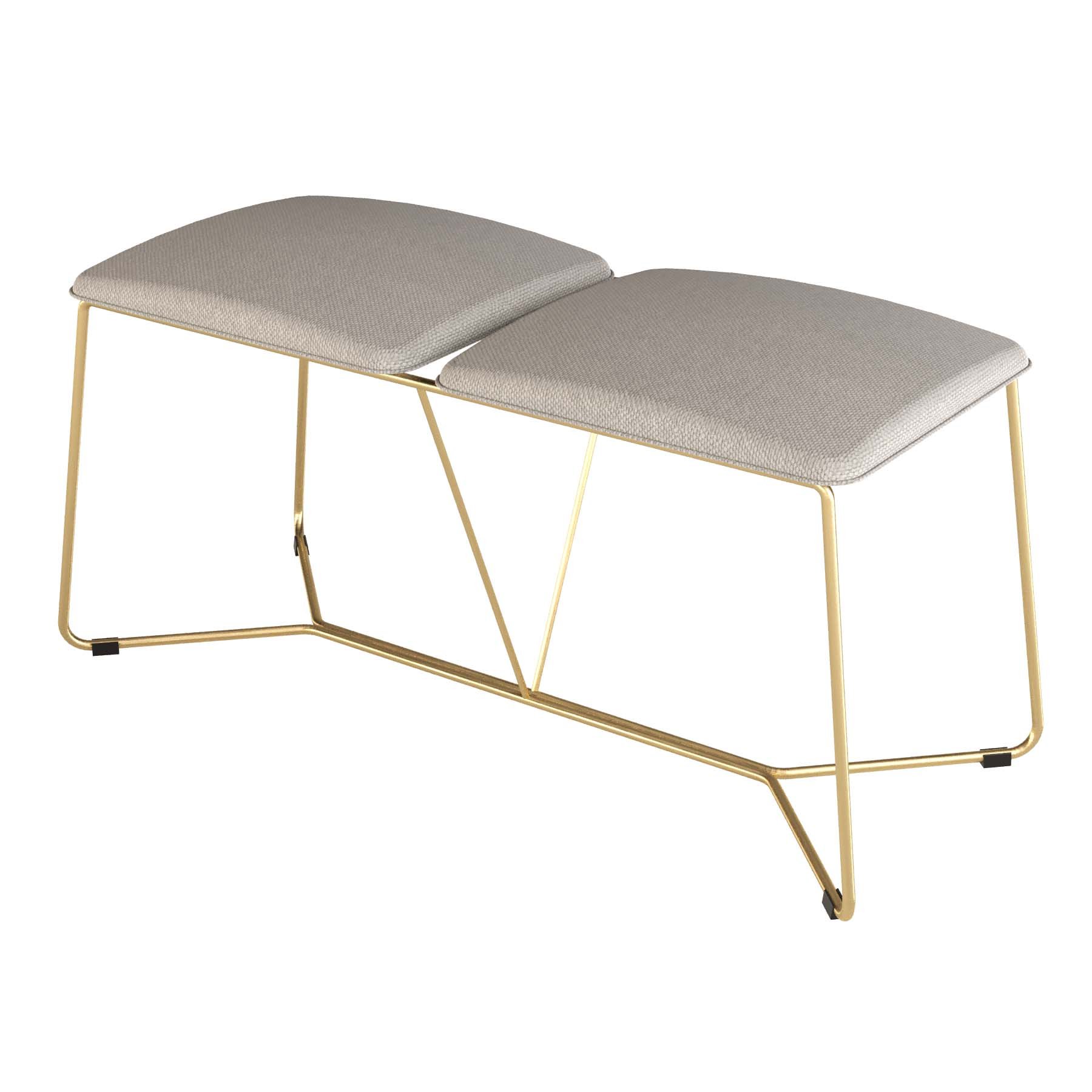 Banco 2 Lugares de Metal Dourado Iron com Assento Estofado