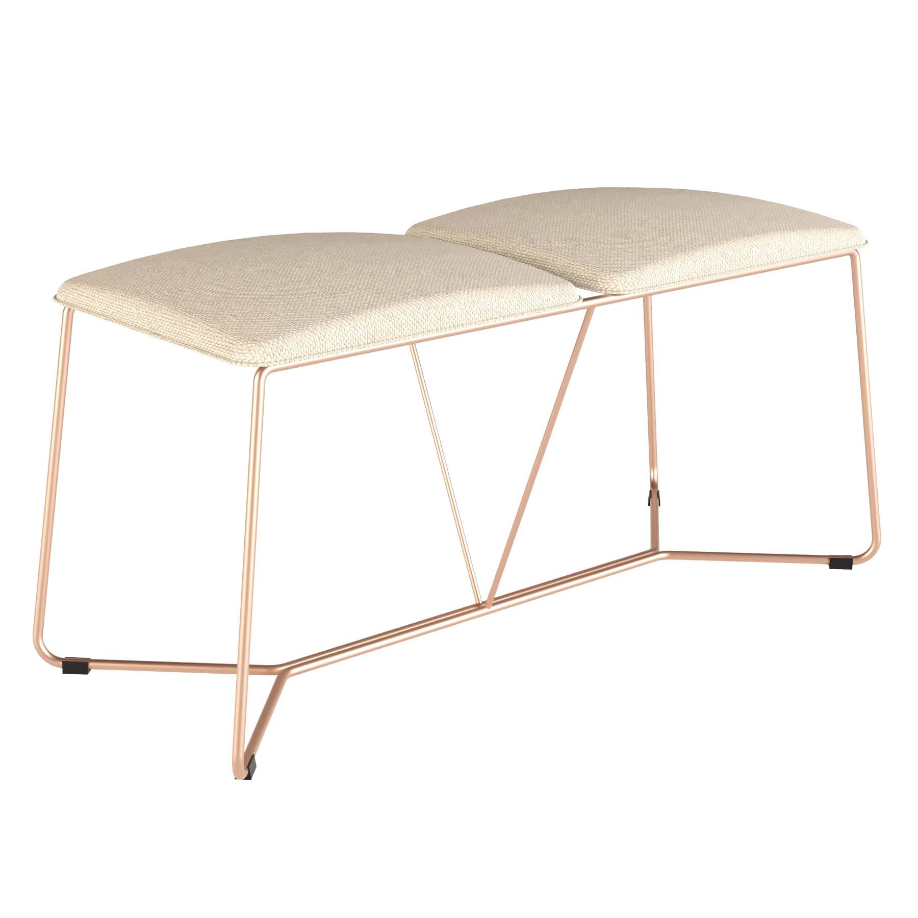 Banco 2 Lugares de Metal Cobre Iron com Assento Estofado