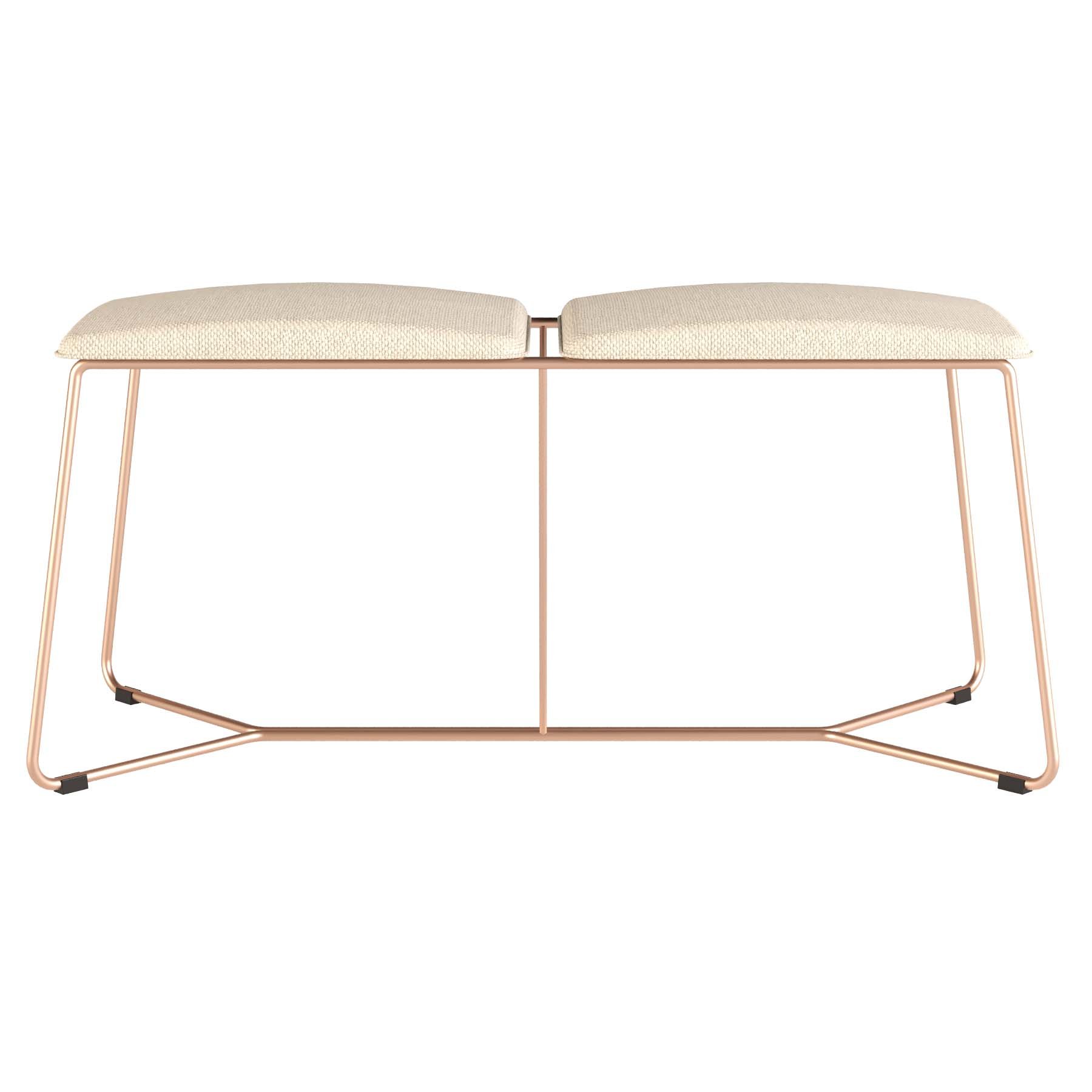 Banco 2 Lugares de Metal Cobre Iron com Assento Estofado