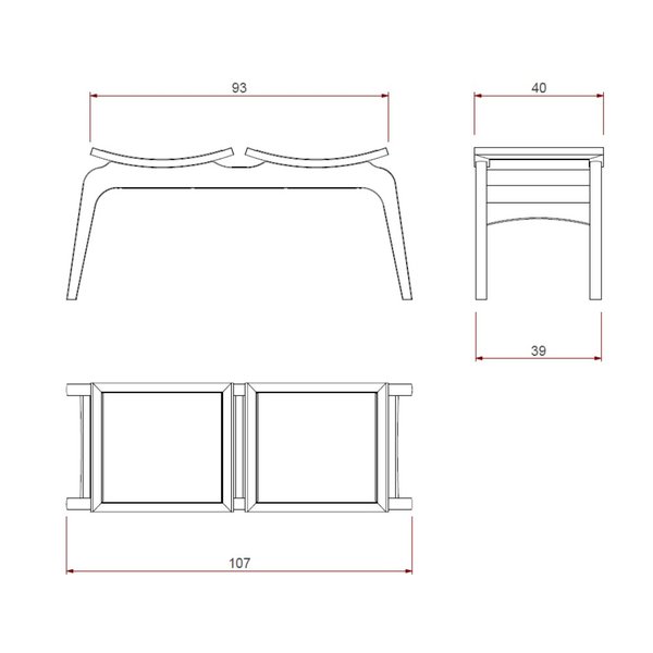 Banco Ricco 2 Lugares Madeira com Assento em Palhinha Preto - Elitto Design