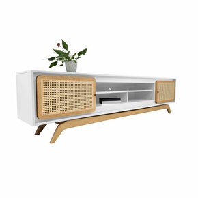 Rack Sala TV Até 75 Polegadas Ricco 220 Cm Laca com Portas em Palhinha ...