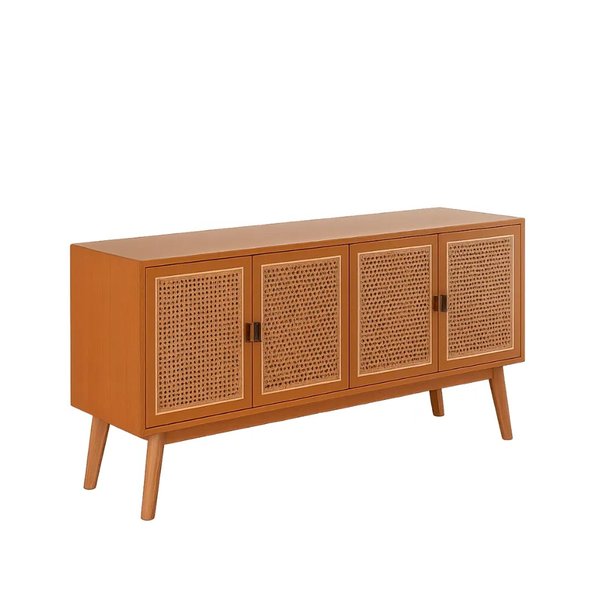 Balcão Buffet Paris 4 Portas Palinha Sextavada 139cm - Elitto Design