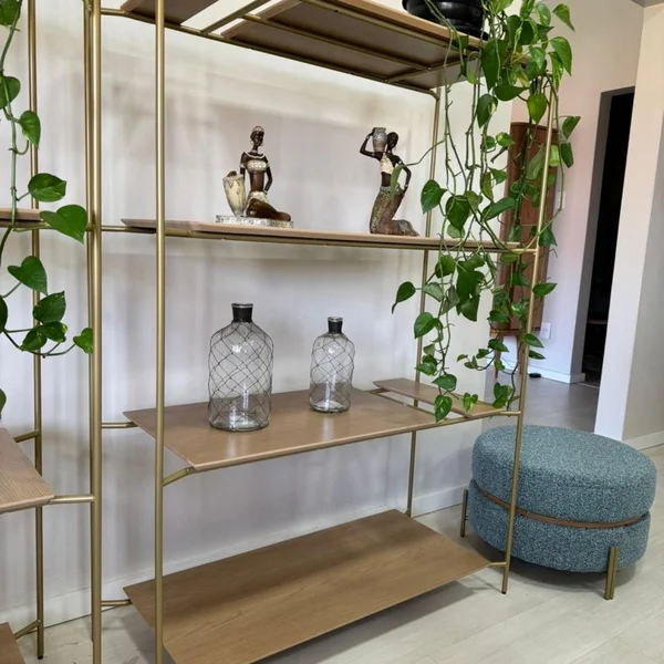 Estante Lazuli 100cm Metal Prateleiras em Madeira - Elitto Design