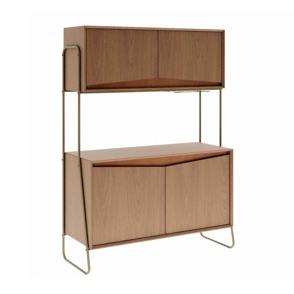 Estante Bar Seli Estrutura Em Metal Armários Em Madeira